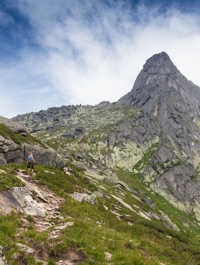 People Go To the Mountains, on a Good Path Stock Image - Image of ...