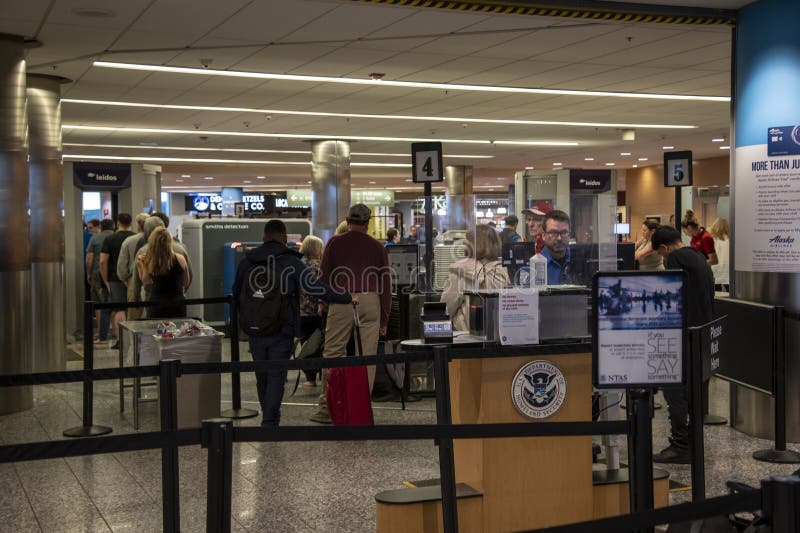 People Going through the TSA Security Screening at the Airport in ...