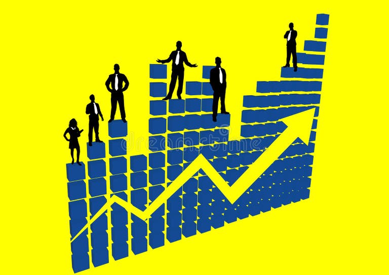 People on a Graph of Success Stock Illustration - Illustration of deal ...