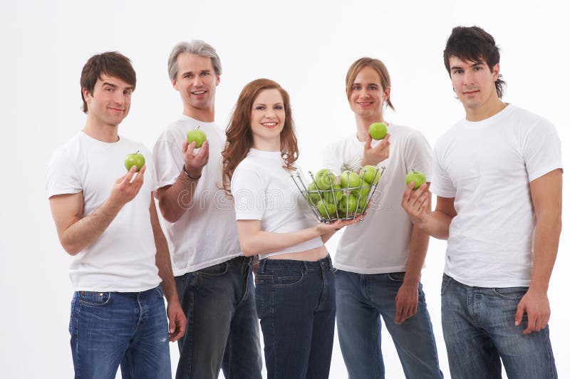 People with green apples stock photo. Image of consumption - 2482610