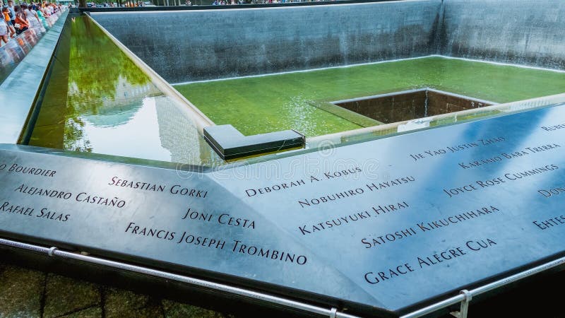People at Ground Zero Memorial Manhattan for September 11 Terrorist ...