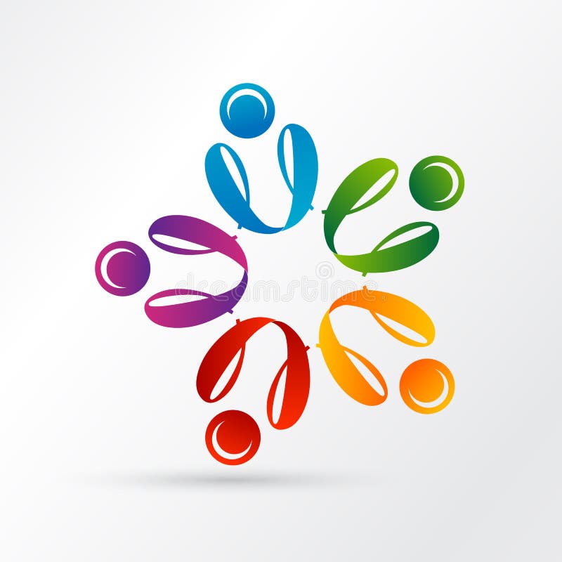Colorful Community of People As a Circle- Simple Vector Graphic Stock ...