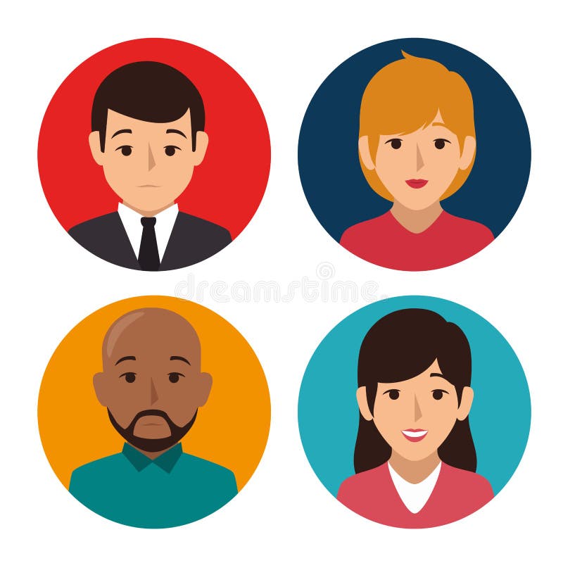 People Group Avatar Character Stock Illustration - Illustration of ...