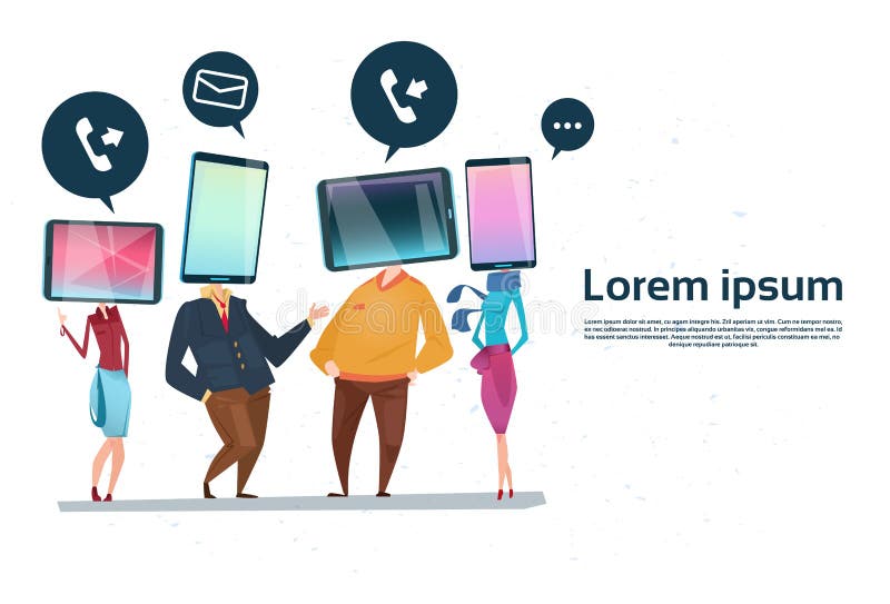 People Group Cell Smart Phone Head Social Network Communication Stock ...