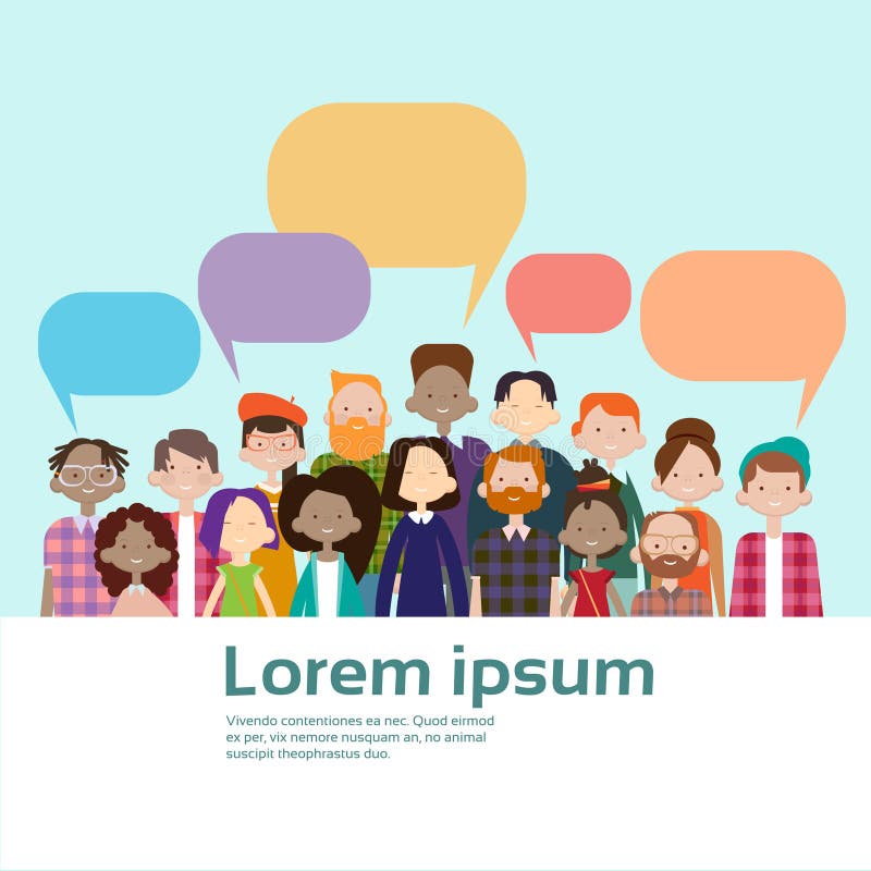 People Group Chat Bubble Communication Mix Race Crowd Social Network ...