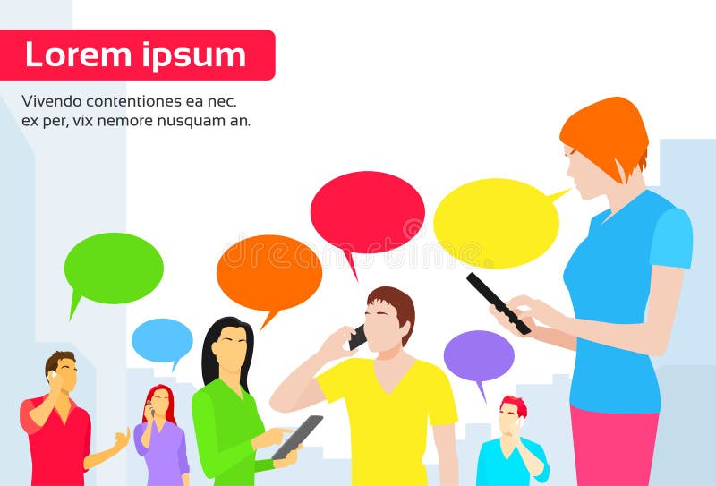 People Group Chat Social Network Communication Stock Vector ...