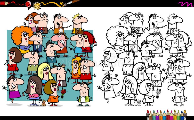 People group coloring book stock vector. Illustration of couple - 82055681