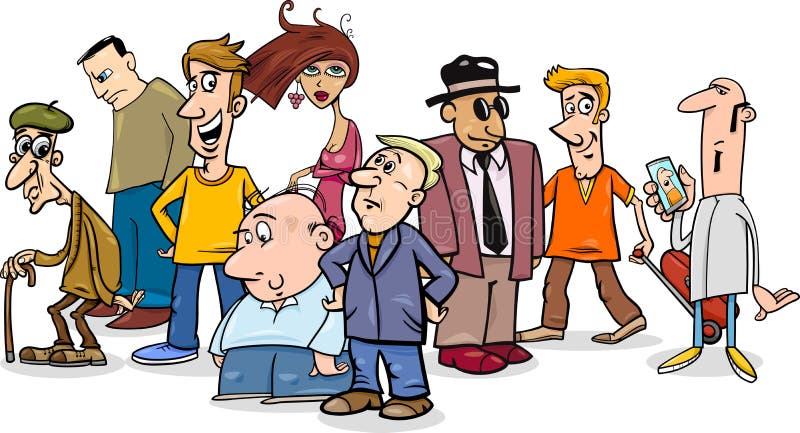 People Group Comic Illustration Stock Vector - Illustration of woman ...