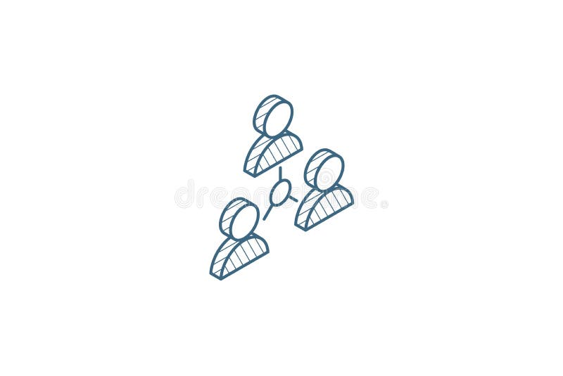 People Group, Community, Network Isometric Icon. 3d Line Art Technical ...