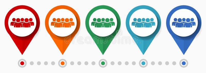 People, Group Concept Vector Icon Set, Flat Design Team Pointers ...