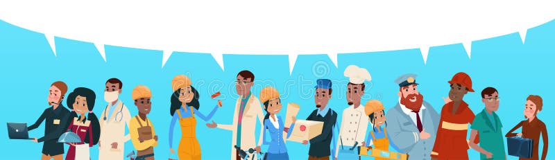 People Group Different Occupation Employees Mix Race Workers with Chat ...