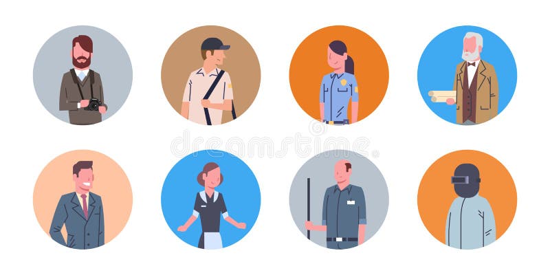 People Group Different Occupation Icons Set Workers Profession Collection Stock Vector ...