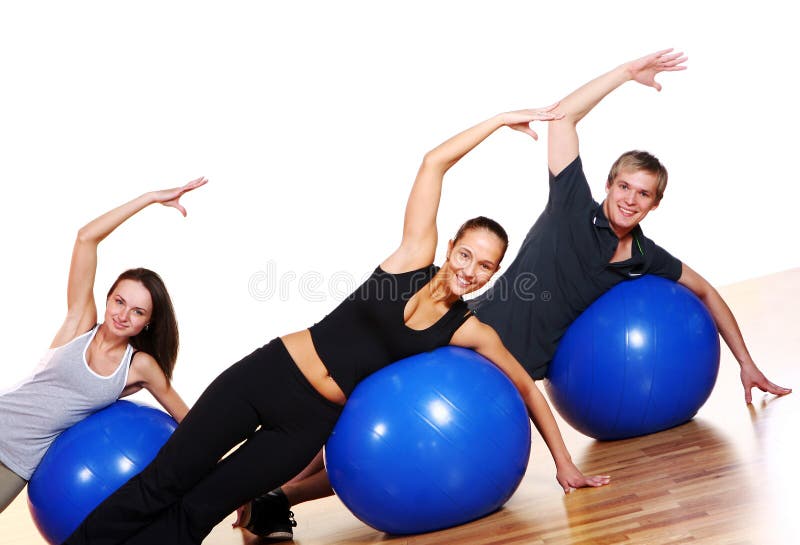 People Group Doing Fitness Exercises Stock Photo - Image of female ...