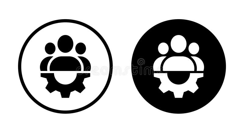People Group with Gear Icon on Black Circle. Management Team, Teamwork ...