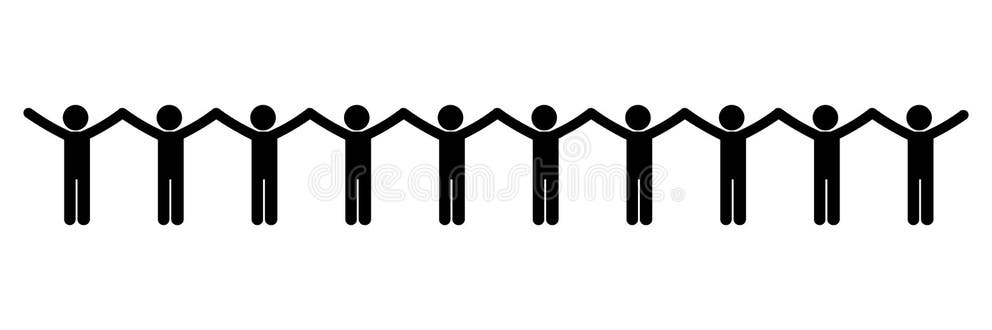 People Group Holding Hands Chain Stick Figure. EPS Vector Stock Vector ...