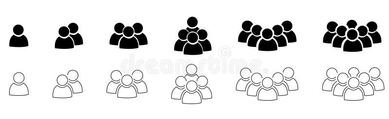 People Group Icon Set. People Black Outline Vector Stock Vector ...