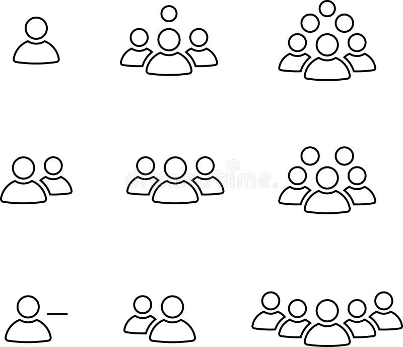 People Group Icon Set. Team of Worker. User Profile Symbol. Group of ...