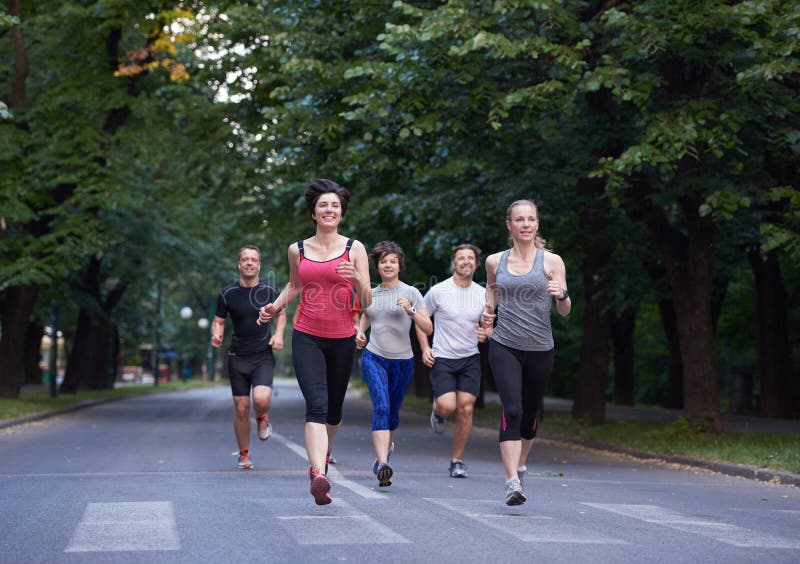 People group jogging stock image. Image of group, runner - 60699279