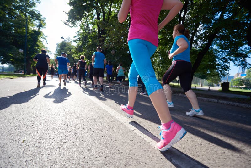 Marathon Running Race People Feet on City Road Stock Photo - Image of ...