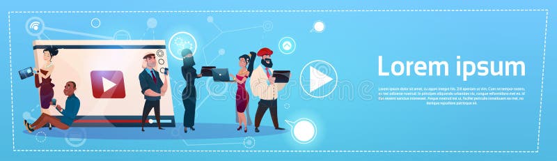 People Group with Laptop Computer Chatting Social Network Communication ...