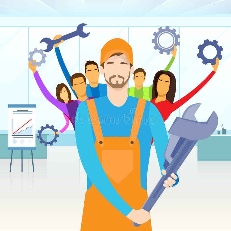 People Group Service Technical Support Team Hold Stock Vector ...