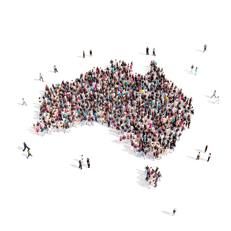 People Group Shape Map Australia Stock Illustration - Illustration of ...