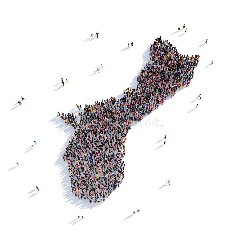 People Group Shape Map Guam Stock Illustration - Illustration of ...