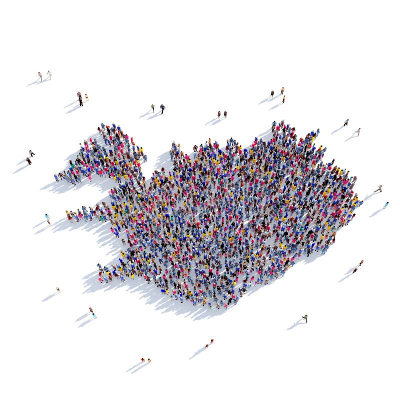 People Group Shape Map Iceland Stock Illustration - Illustration of ...