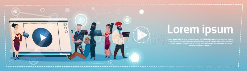 People Group with Tablet Computer Chatting Social Network Communication ...