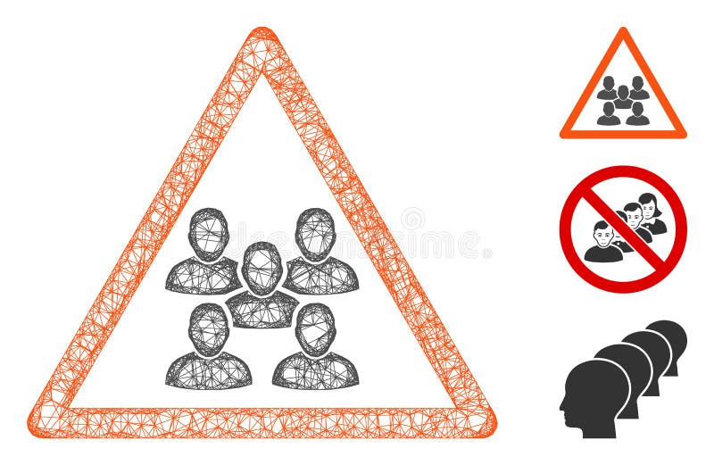 People Group Warning Polygonal Web Vector Mesh Illustration Stock ...