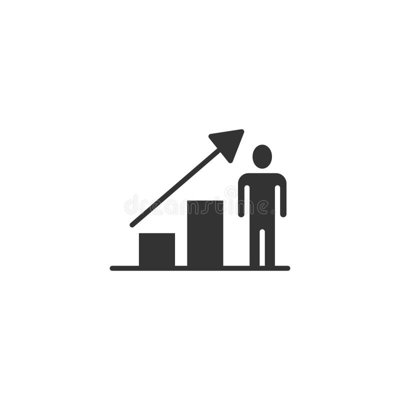People with Growth Arrow Icon in Flat Style. Work Strategy Vector ...
