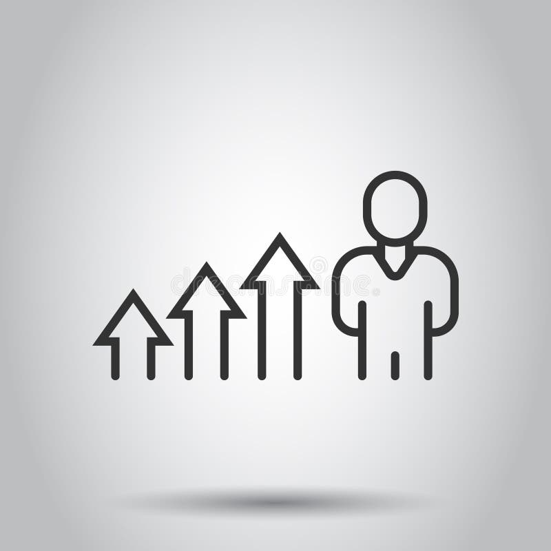 People with Growth Arrow Icon in Flat Style. Work Strategy Vector ...