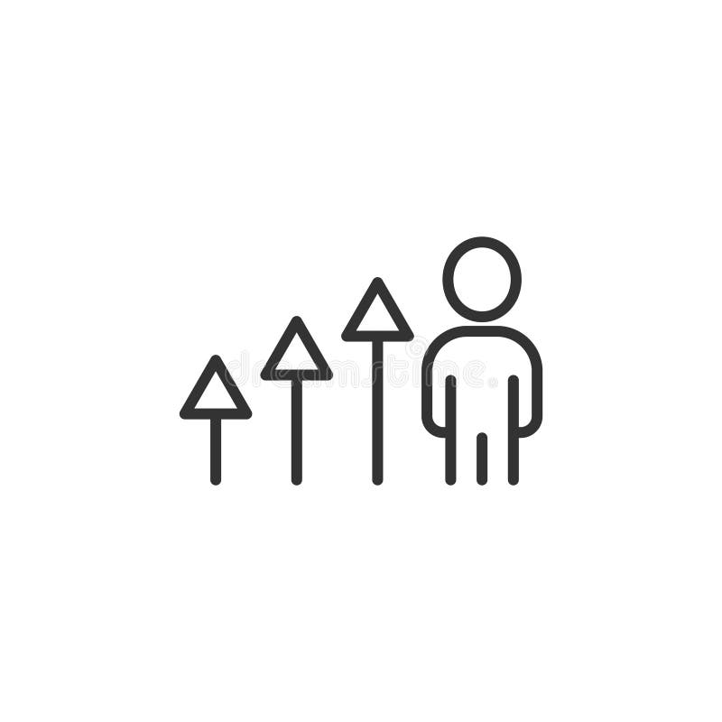 People With Growth Arrow Icon In Flat Style. Work Strategy Vector ...