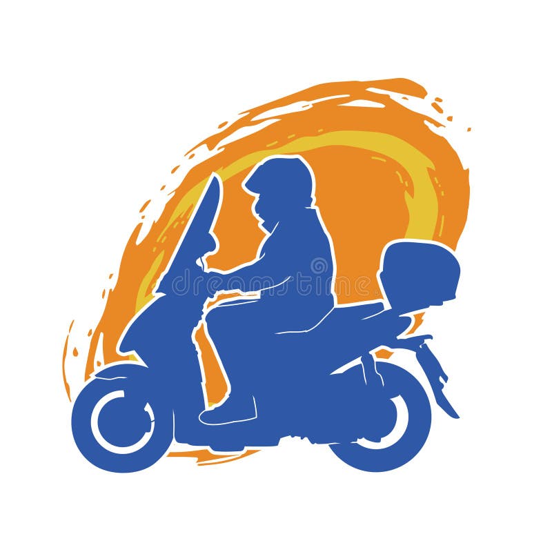 Silhouette of a Motor Rider Ride an Electric Motorbike. Stock Vector ...