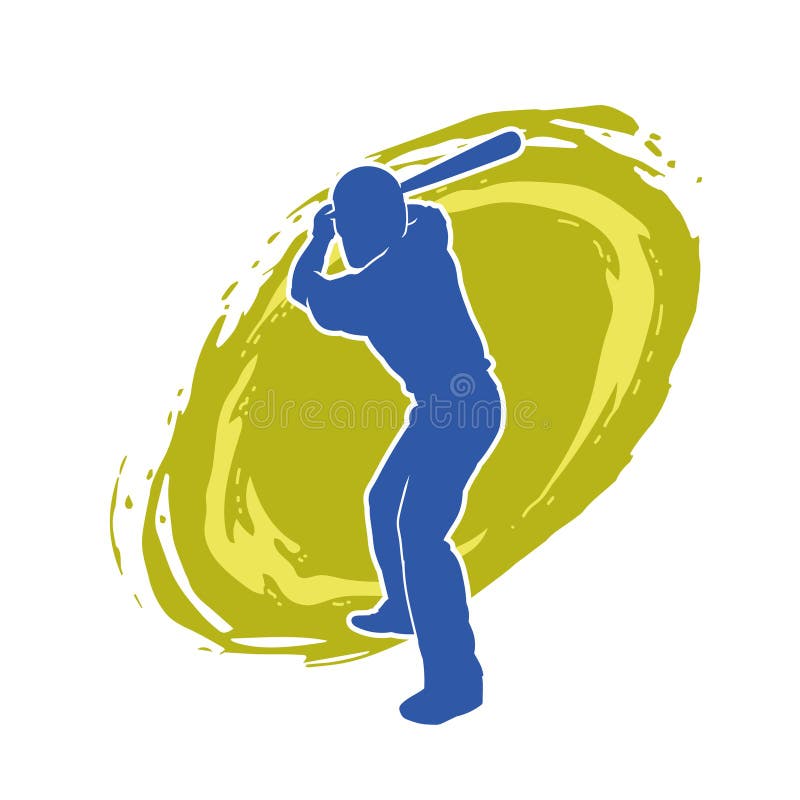Silhouette of a Male Baseball Batter Player in Action Pose. Stock ...