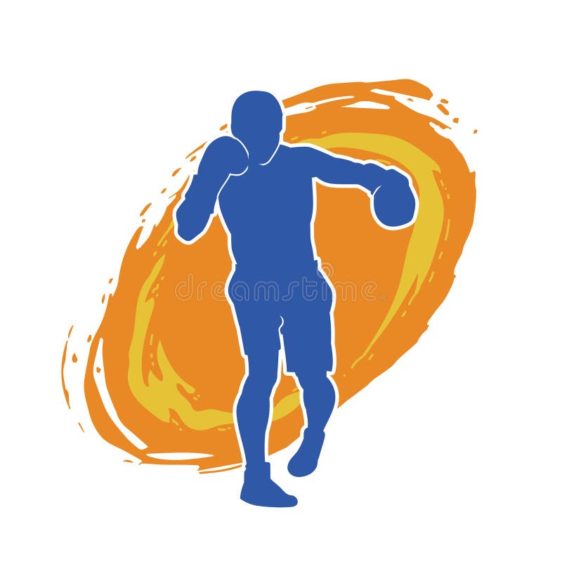 Silhouette of Male Boxing Athlete in Action Pose. Stock Vector ...