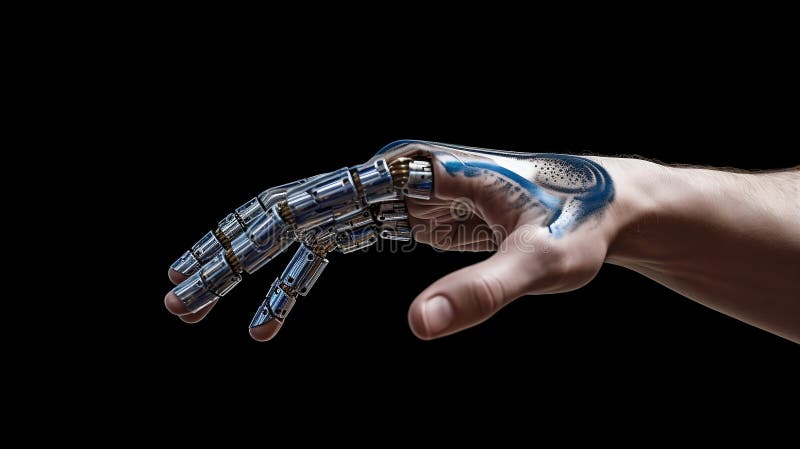 Artificial Intelligence Hand and People Hand. Ai Generative Stock ...