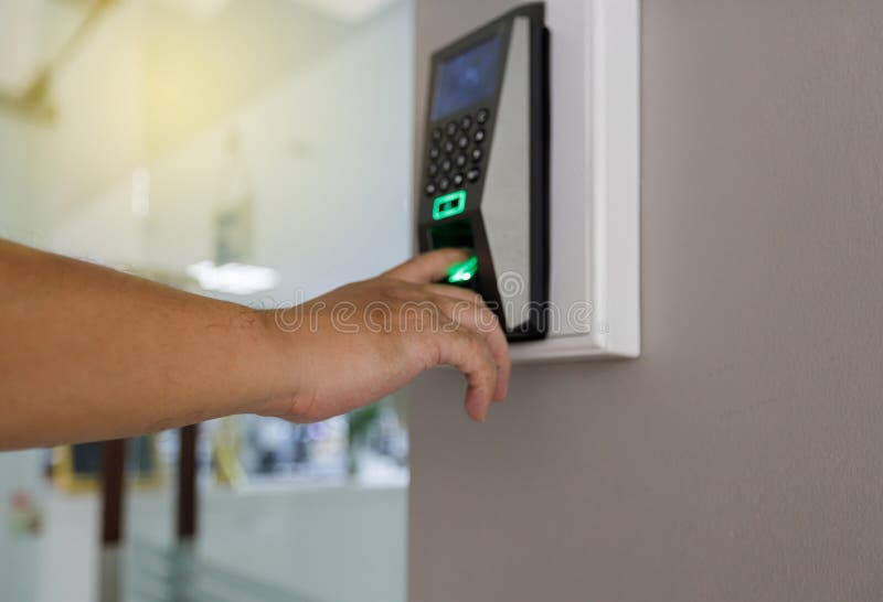 People Hand Push Finger Down Electronic Control Machine Access Door ...