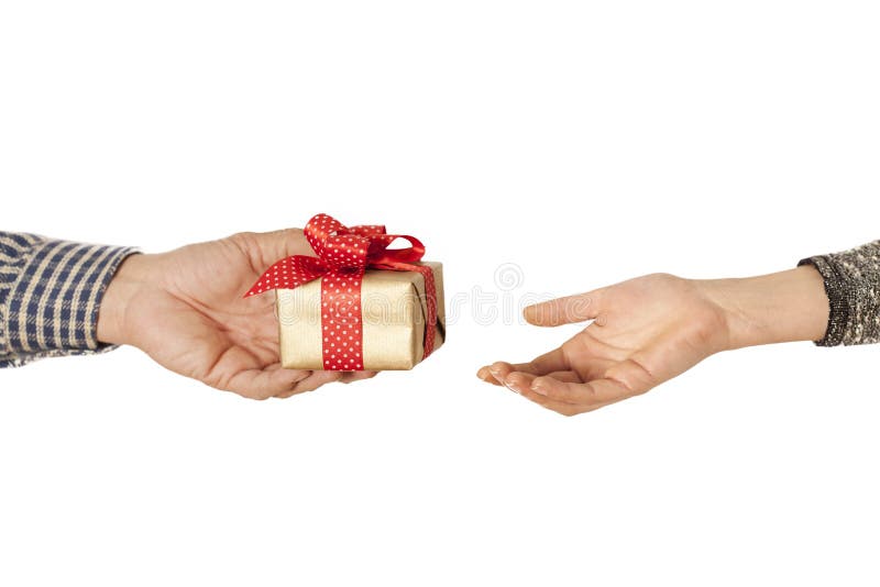 People Hands Give Gift in Box Stock Image - Image of paper, package ...