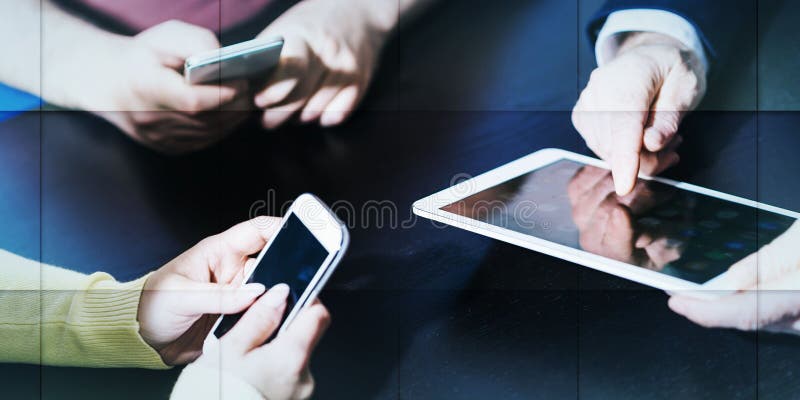 People Hands Using Mobile Phones and Digital Tablet Stock Photo - Image ...