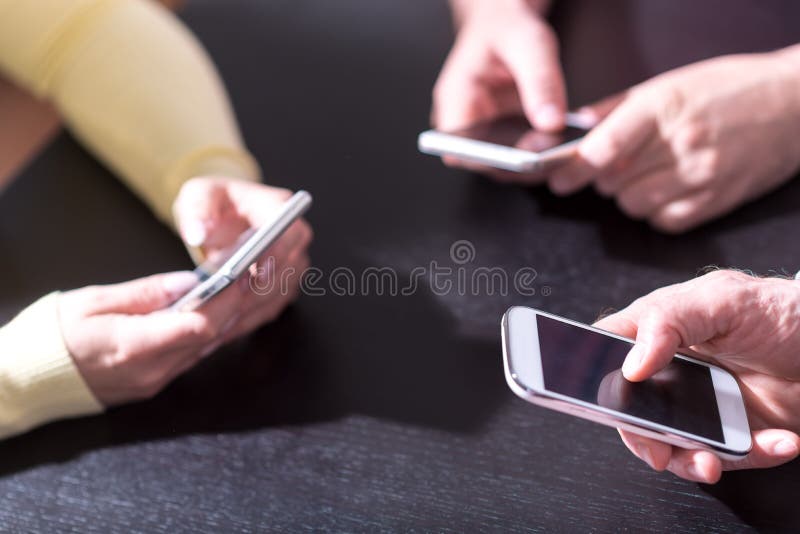 People Hands Using Mobile Phones Stock Image - Image of table, people ...