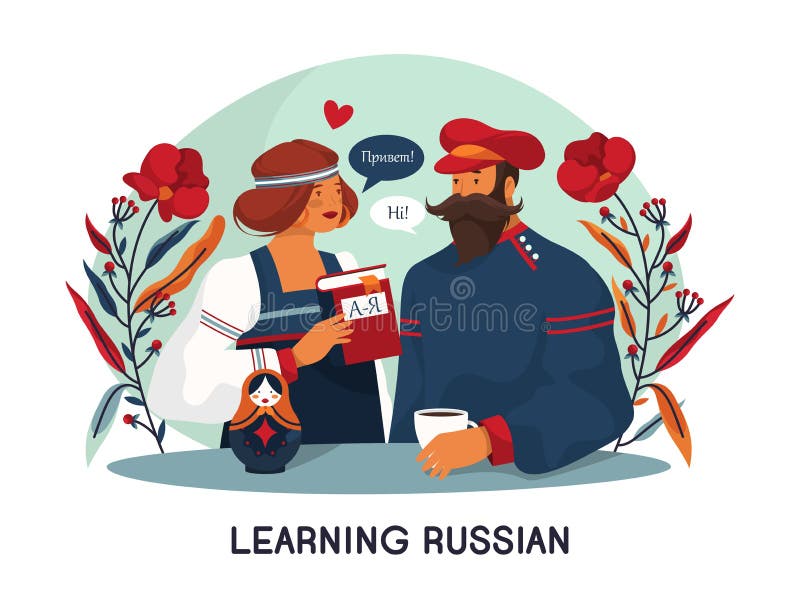 People Learning Russian Language or Talk, Banner Stock Vector ...