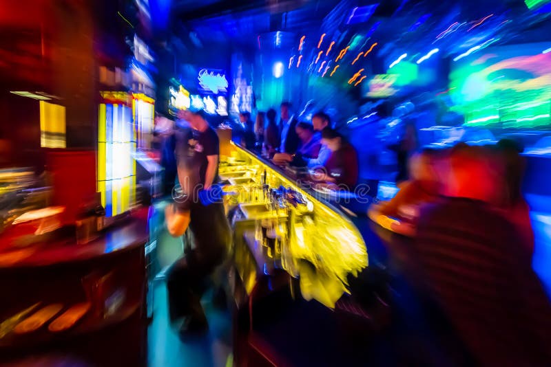 People Have Fun at Bar Drinking Alcohol Stock Photo - Image of abstract ...
