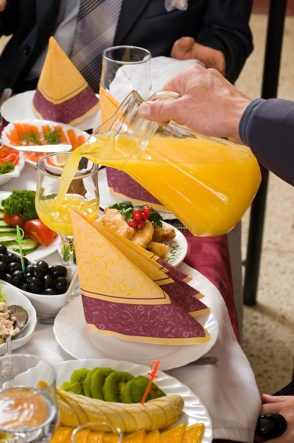 People Have Supper on a Banquet. Stock Photo - Image of pours, bananas ...