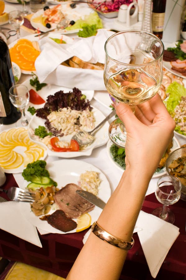 People Have Supper on a Banquet. Stock Photo - Image of knifes, meat ...