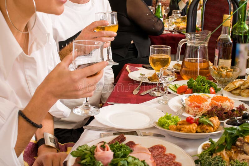 People Have Supper on a Banquet. Stock Image - Image of success, people ...
