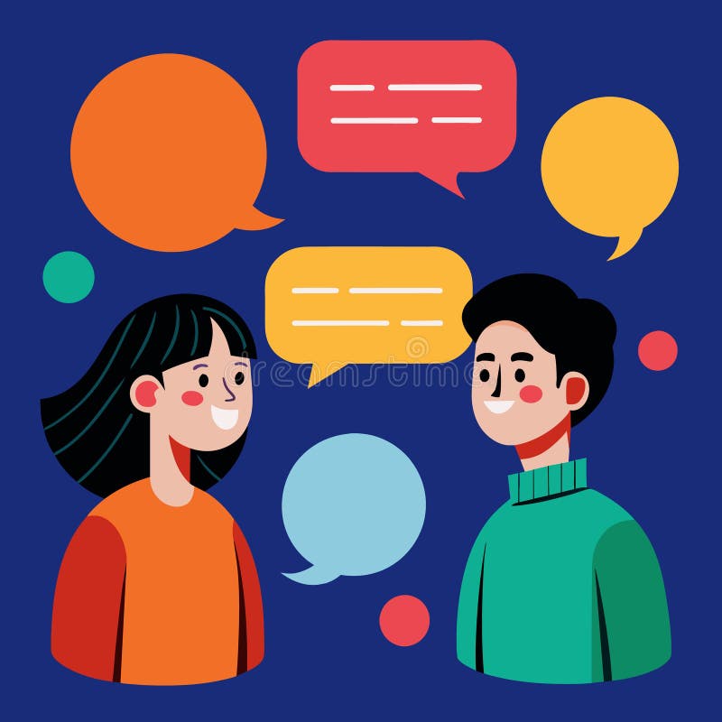People Having a Conversation with Speech Bubbles, Flat Characters ...