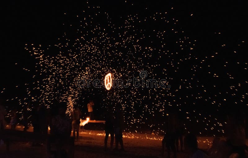 People Having Fun on Fire Party at Phi Phi Island Stock Photo - Image ...