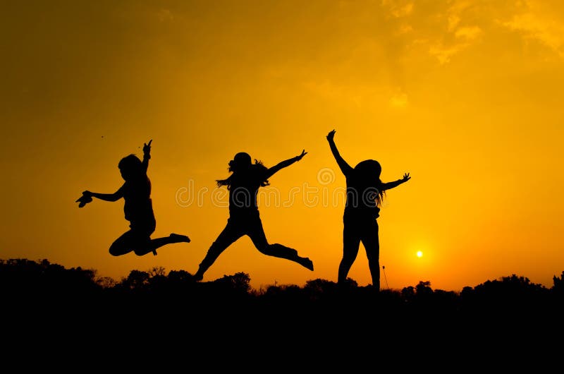 People are Having Fun in the Garden on the Silhouette., Black Si Stock ...