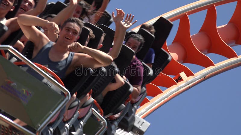 People Having Fun on Roller Coaster Ride Stock Footage - Video of human ...